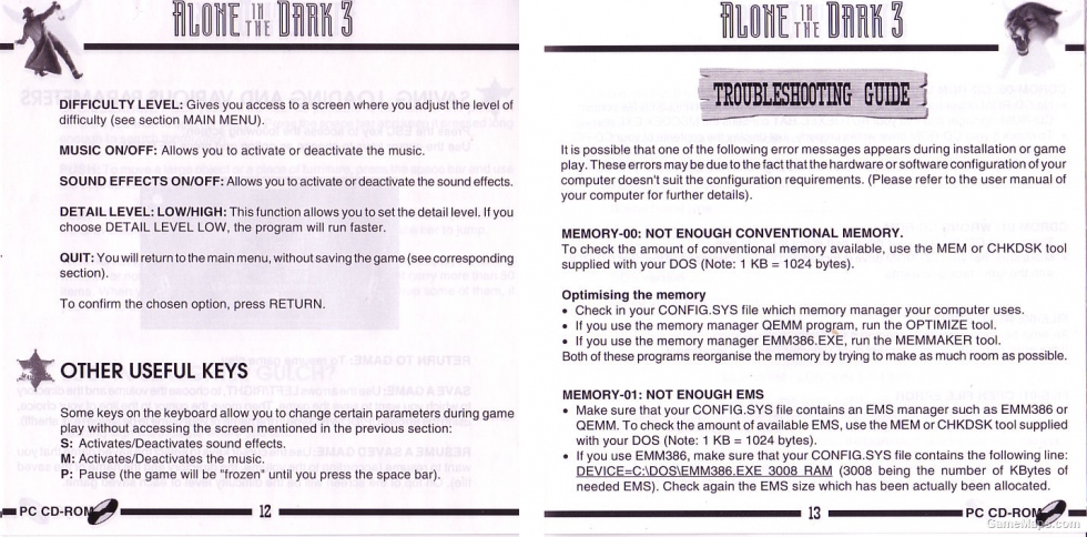 Official Game Manual (Tool) for Alone in the Dark 3 - GameMaps.com